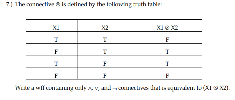 Solved 7.) The connective® is defined by the following truth | Chegg.com