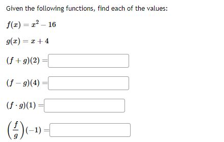 Solved (HW 3.4- ﻿#1) ﻿Given the following functions, find | Chegg.com
