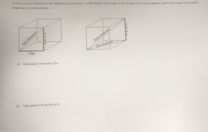 Solved A cube can be defined by the following parameters: e, | Chegg.com