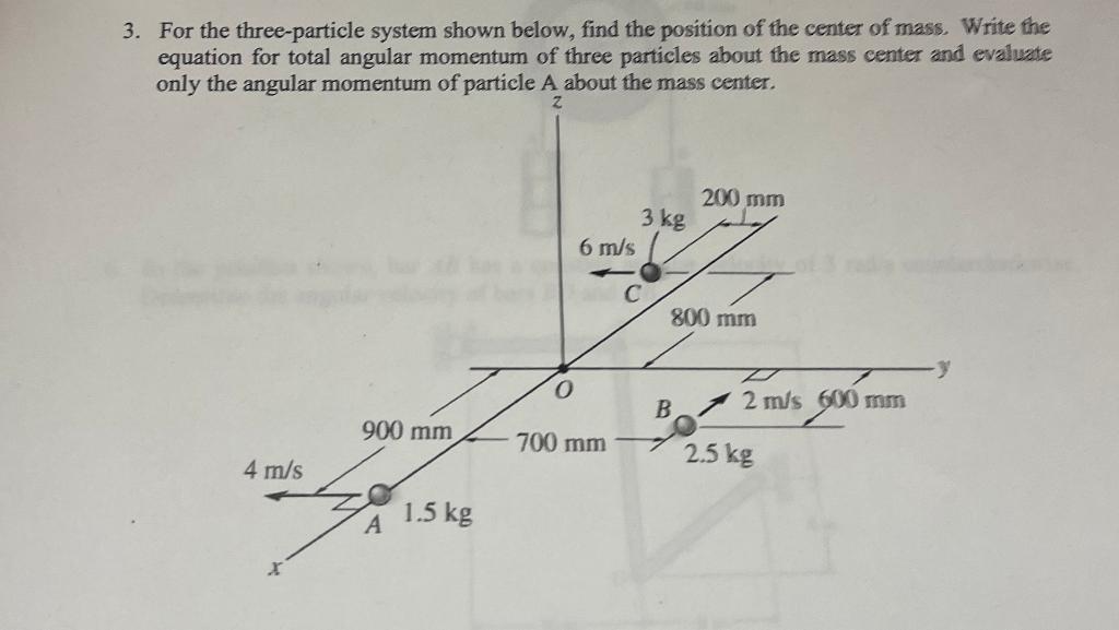 Solved 3. For the three-particle system shown below, find | Chegg.com
