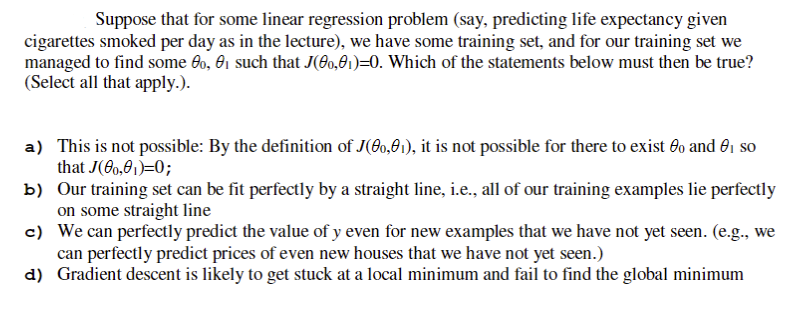 Solved Suppose that for some linear regression problem (say, | Chegg.com
