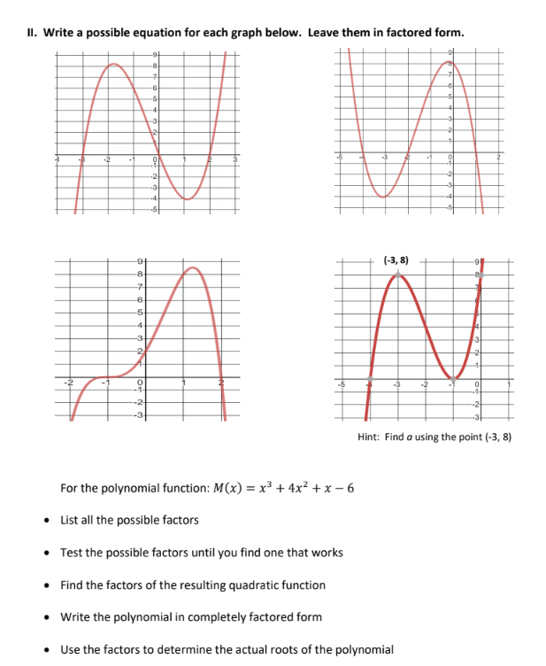 Solved Ii Write A Possible Equation For Each Graph Below