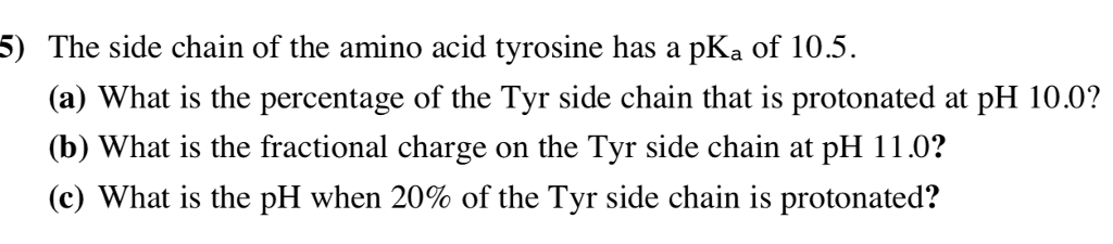 Solved The side chain of the amino acid tyrosine has a pKa | Chegg.com