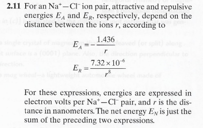 Solved 2.11 ﻿For an Na+-Cl-ion pair, attractive and | Chegg.com