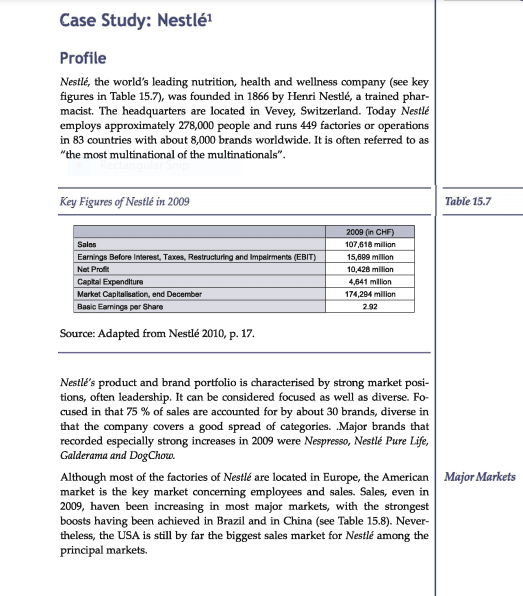 Solved Case Study: Nestlé! Profile Nestlé, the world's | Chegg.com