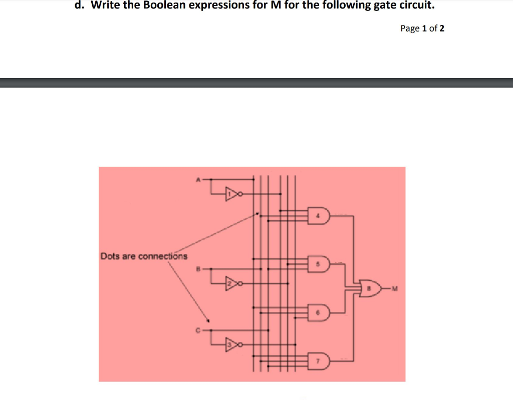 Solved d. Write the Boolean expressions for M for the | Chegg.com