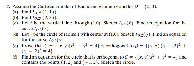 Solved 7. Assume the Cartesian model of Euclidean geometry | Chegg.com