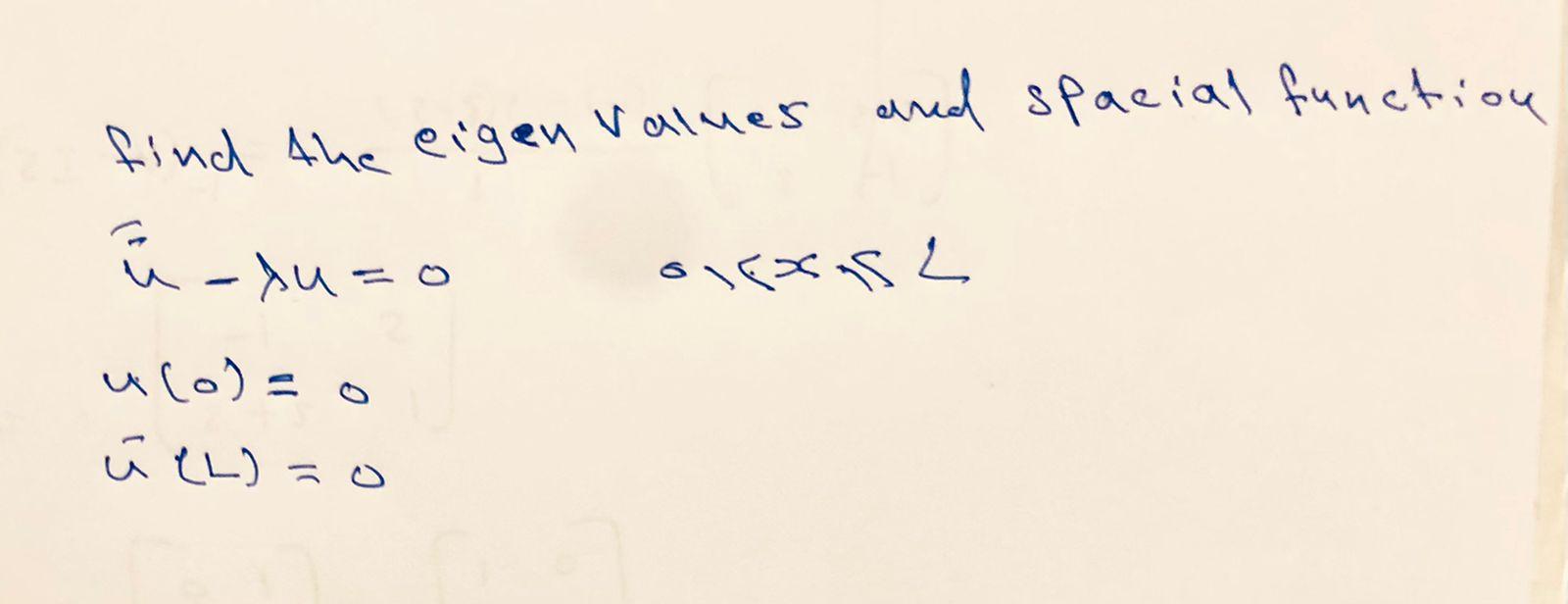 Solved and spacial function find the eigen Values ü-xu=o | Chegg.com