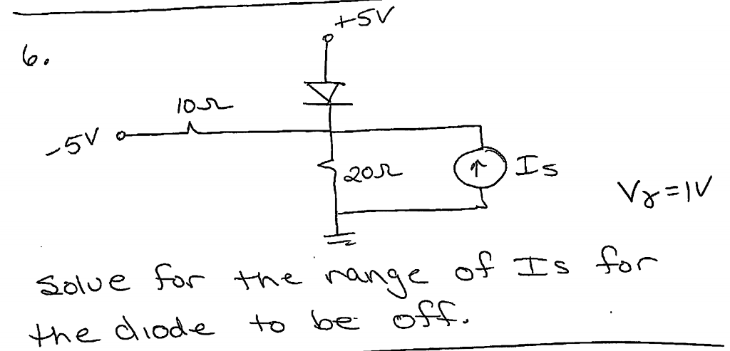 Solved 5V 20п the diode +o oe ofÇ | Chegg.com