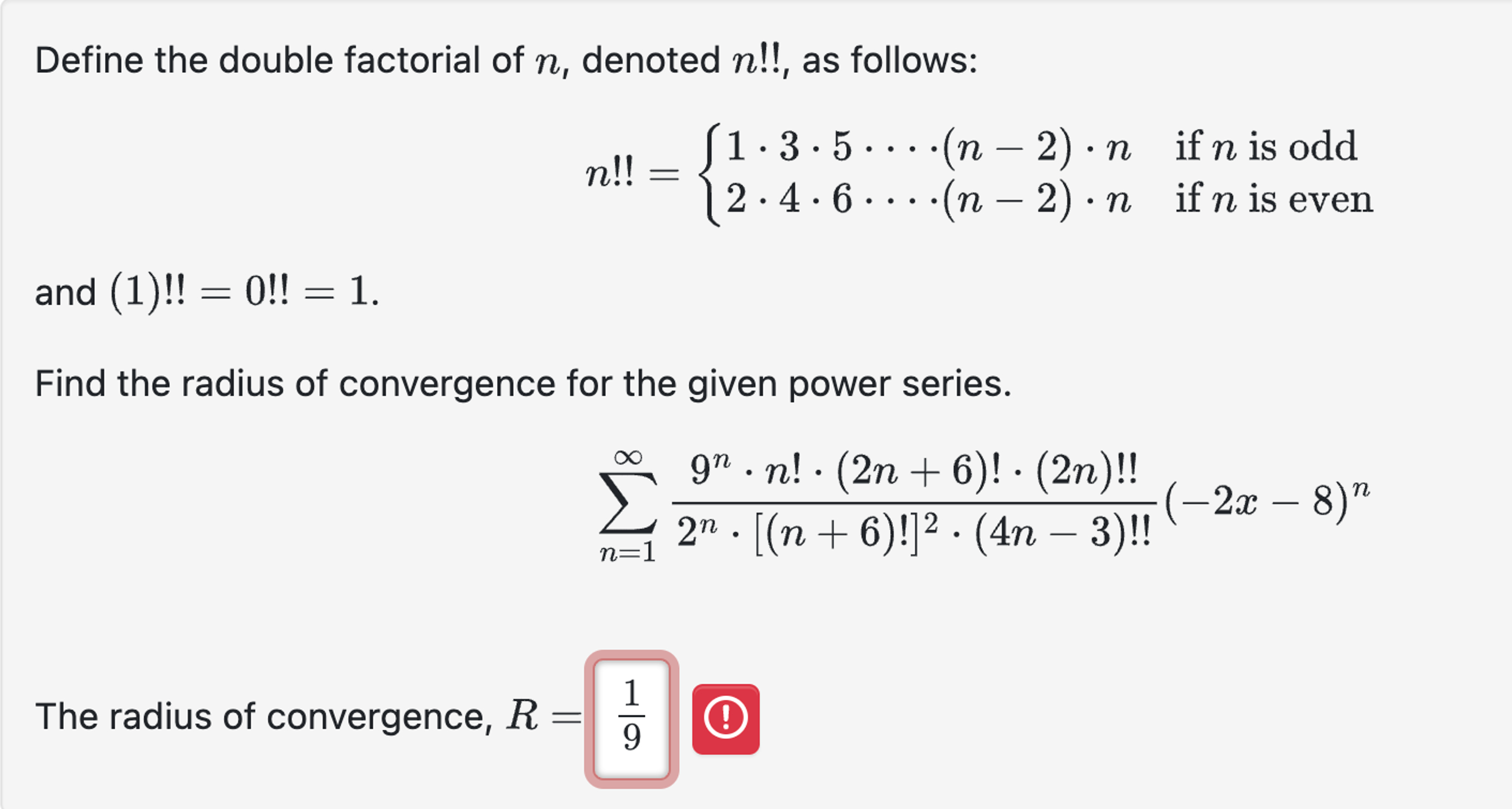 Solved Define the double factorial of n, ﻿denoted n! !, ﻿as | Chegg.com