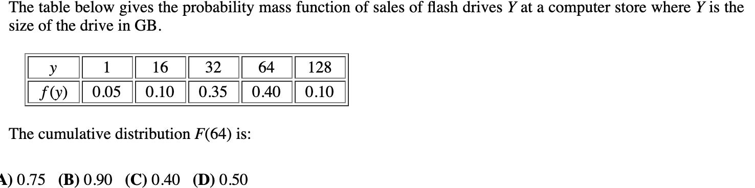 Solved The table below gives the probability mass function | Chegg.com