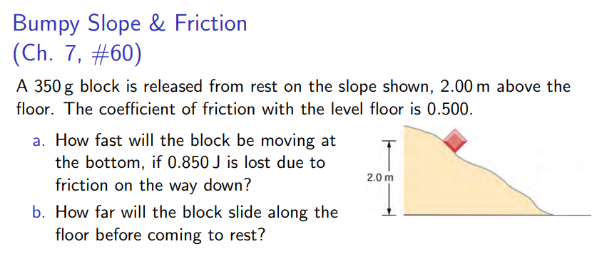 Solved Bumpy Slope & Friction (Ch. 7, #60) A 350 g block is | Chegg.com