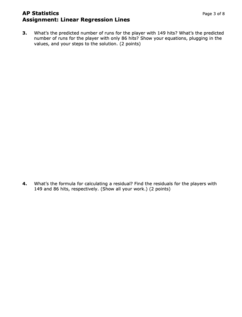 Solved AP Statistics Page 1 of 8 Assignment: Linear | Chegg.com