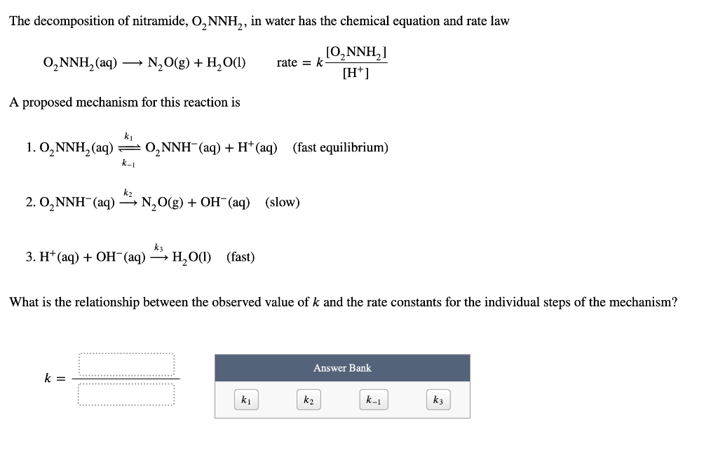 Solved The decomposition of nitramide, O2NNH2, in water has | Chegg.com
