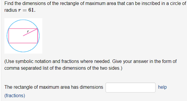 Solved Find the dimensions of the rectangle of maximum area | Chegg.com