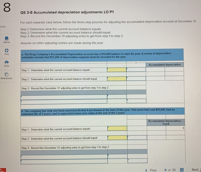 Solved QS 3-8 Accumulated depreciation adjustments LO P1 For | Chegg.com