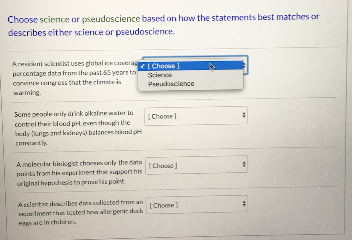 Solved Choose science or pseudoscience based on how the | Chegg.com