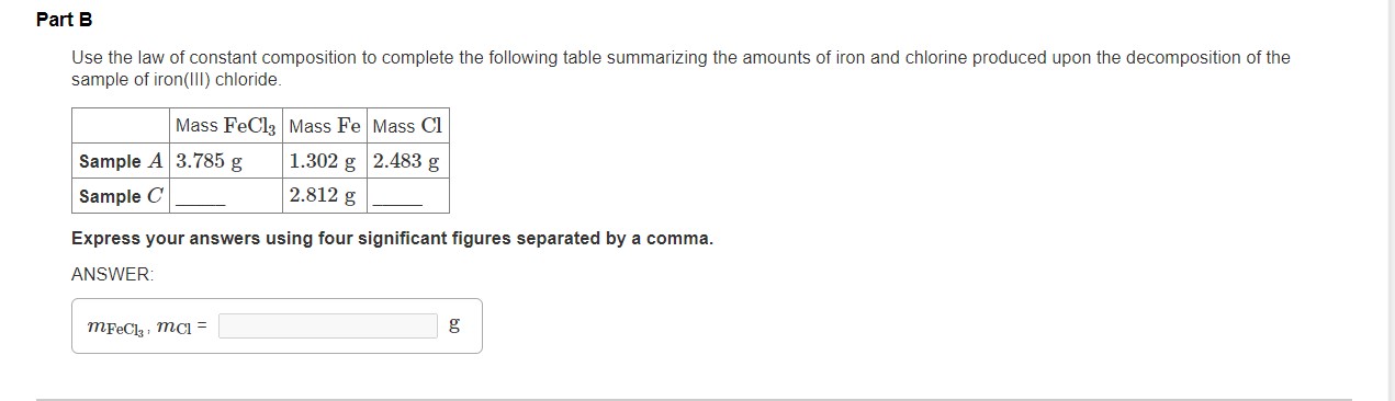 Solved Part BUse the law of constant composition to complete | Chegg.com