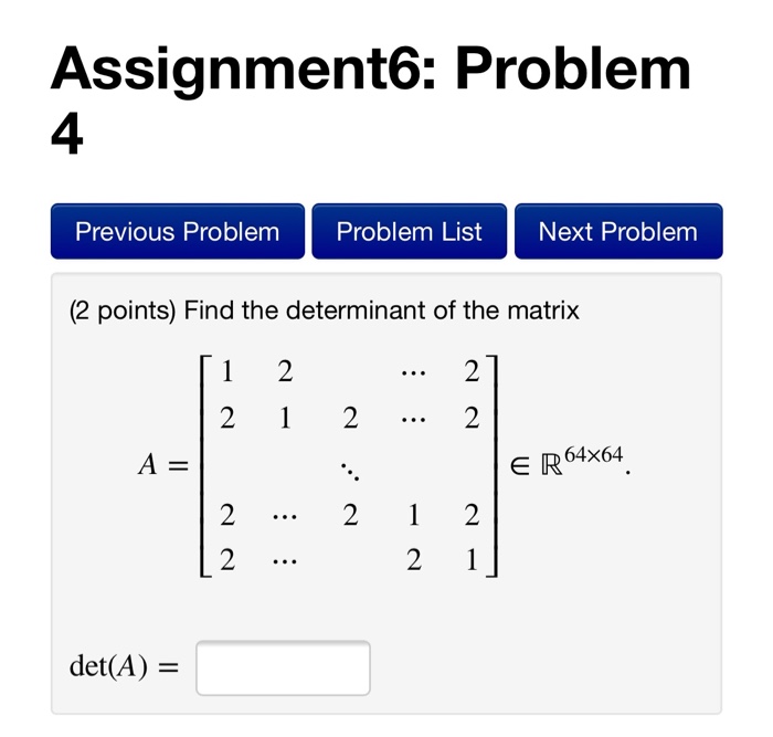Solved Assignment6 Problem 4 Previous Problem Problem List 8736