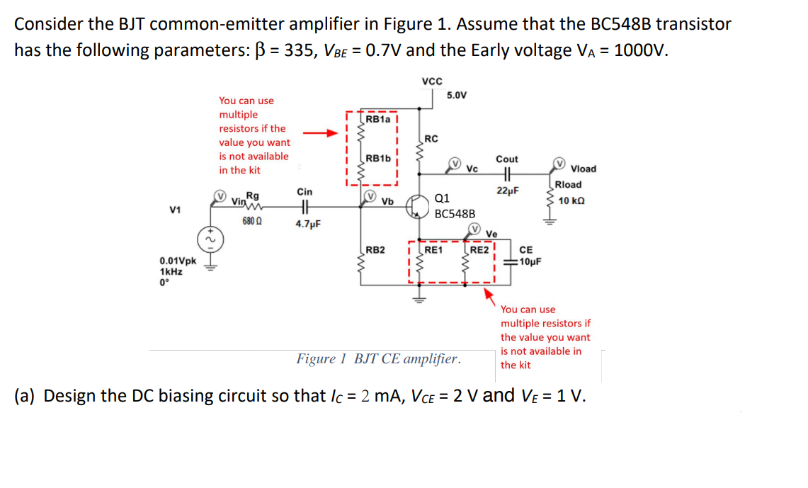 Solved Consider the BJT common-emitter amplifier in Figure | Chegg.com