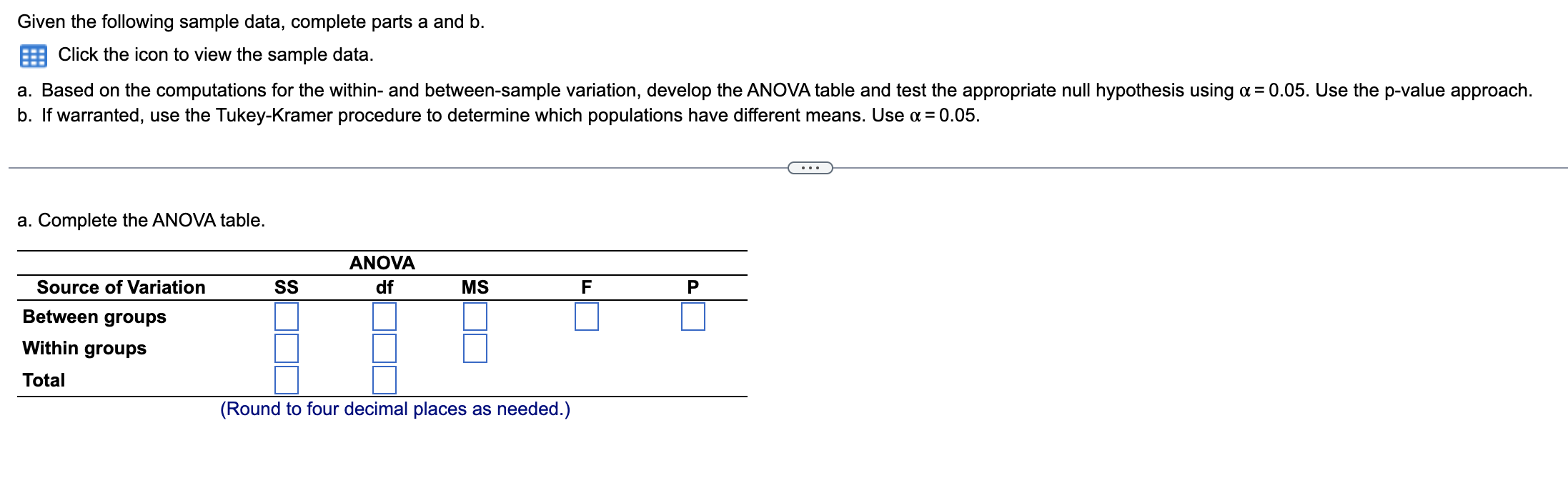 Given the following sample data, complete parts a and | Chegg.com