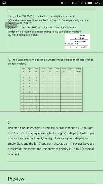 iil100% 16:56 1. Using adder 74LS283 to realize 2 - | Chegg.com