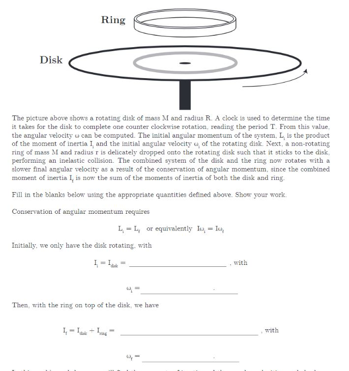 Solved Ring Disk Disk c ca The picture above shows a | Chegg.com