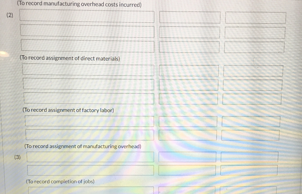 Solved To record assignment of manufacturing overhead) (To | Chegg.com