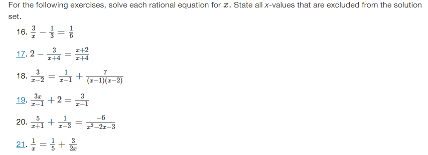 Solved For the following exercises, solve each rational | Chegg.com