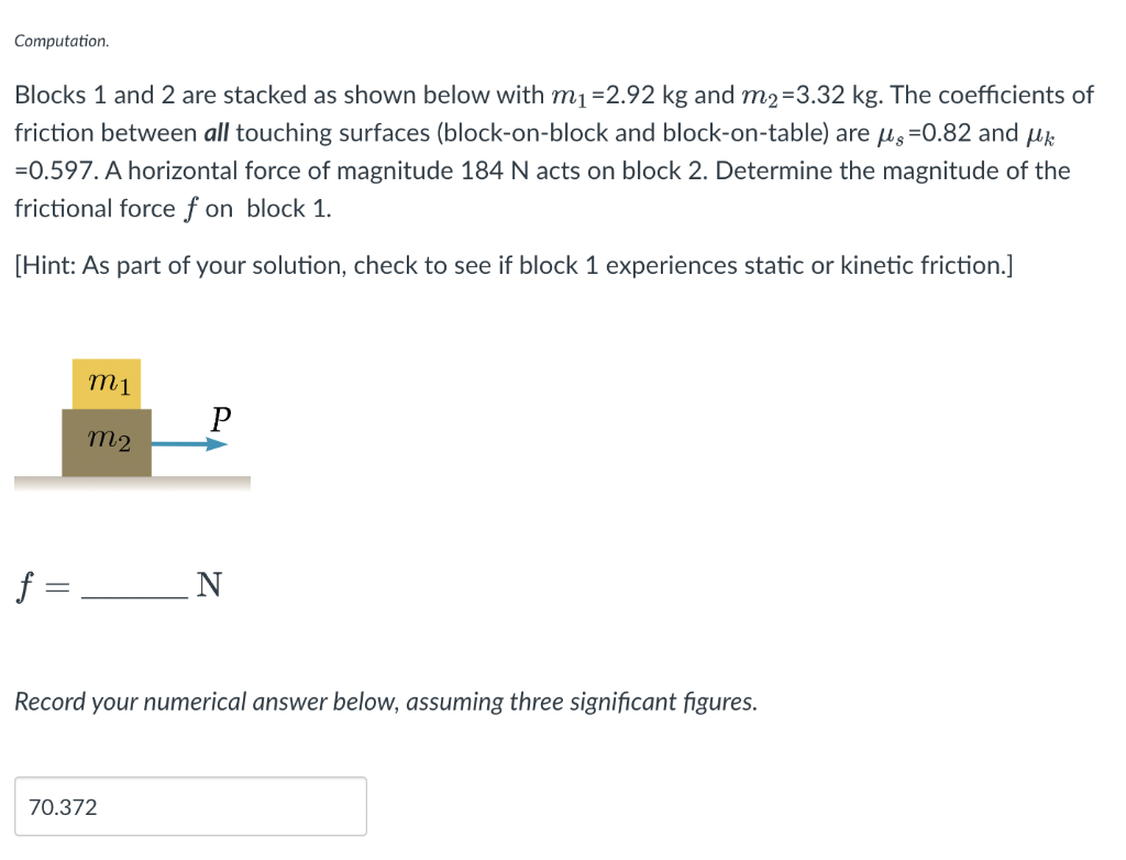 Solved Computation. Blocks 1 and 2 are stacked as shown | Chegg.com
