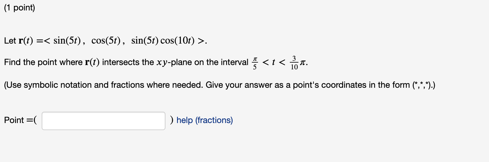 Solved (1 point) Let r(t)