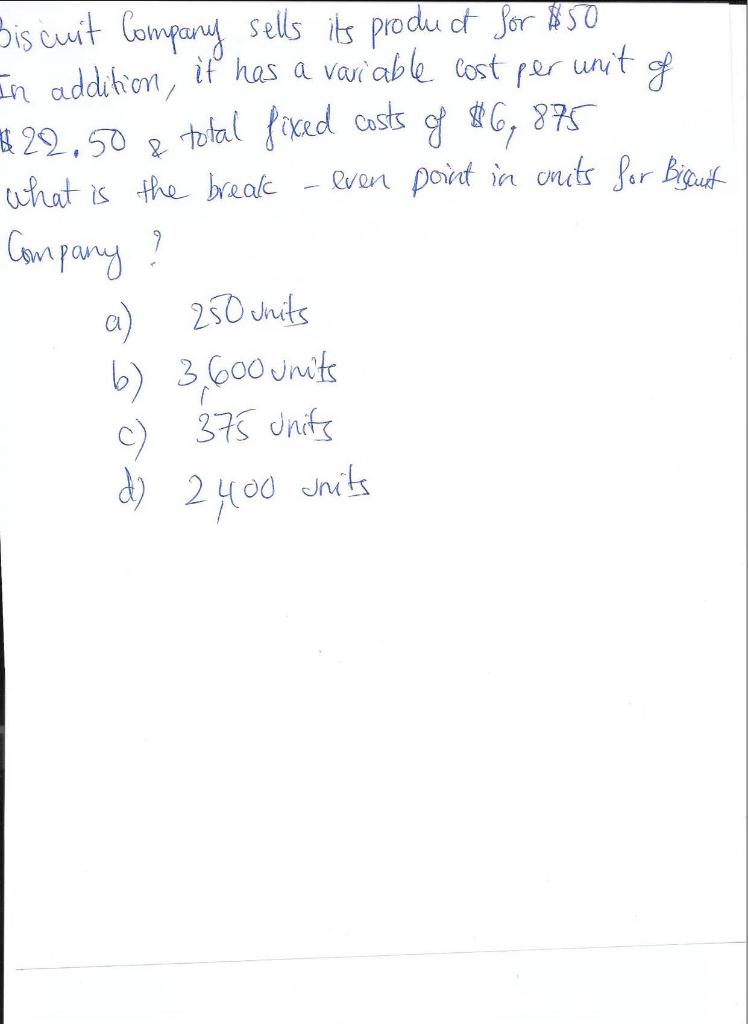 Solved Biscuit Company sells its product for $50 In | Chegg.com