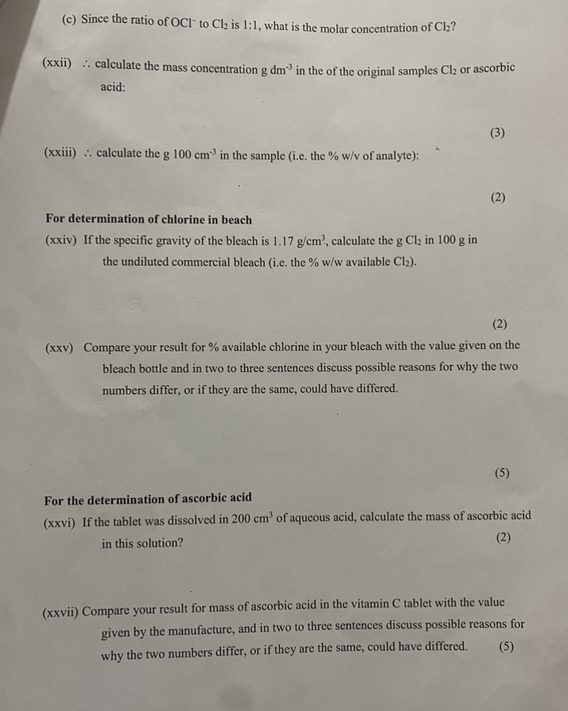 Solved Table 2: Burette readings for titration. (xvi) Using | Chegg.com