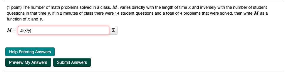 Solved (1 point) The number of math problems solved in a | Chegg.com