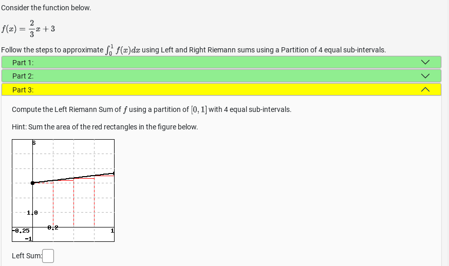 Solved Consider the function below.f(x)=23x+3Follow the | Chegg.com