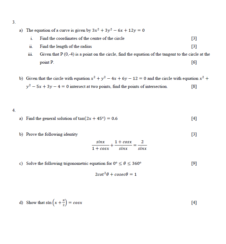 Solved 3. a) The equation of a curve is given by 3x2 + 3y2 – | Chegg.com
