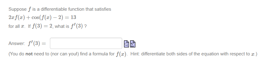 [Solved]: Suppose ( f ) is a differentiable function tha