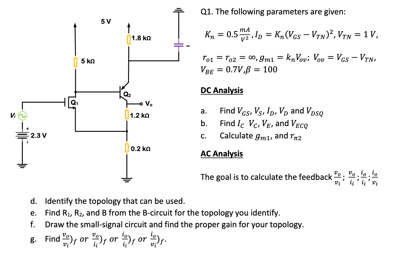 Solved Q1. The following parameters are given: 5 V = Kn 1.8 | Chegg.com