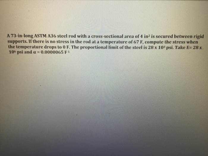Solved A 73-in-long ASTM A36 steel rod with a | Chegg.com