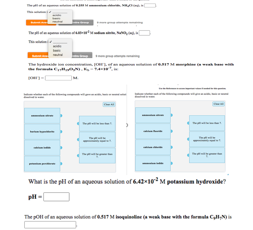 Solved The pH of an aqueous solution of 0.255 M ammonium | Chegg.com