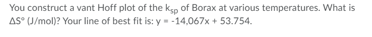 Solved You construct a vant Hoff plot of the ksp of Borax at | Chegg.com