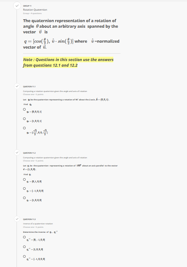 Solved Gowe 1 Quaternion Definition Croup 9 questian: | Chegg.com