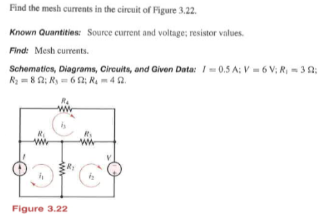 Solved Find the mesh currents in the circuit of Figure 3.22 | Chegg.com