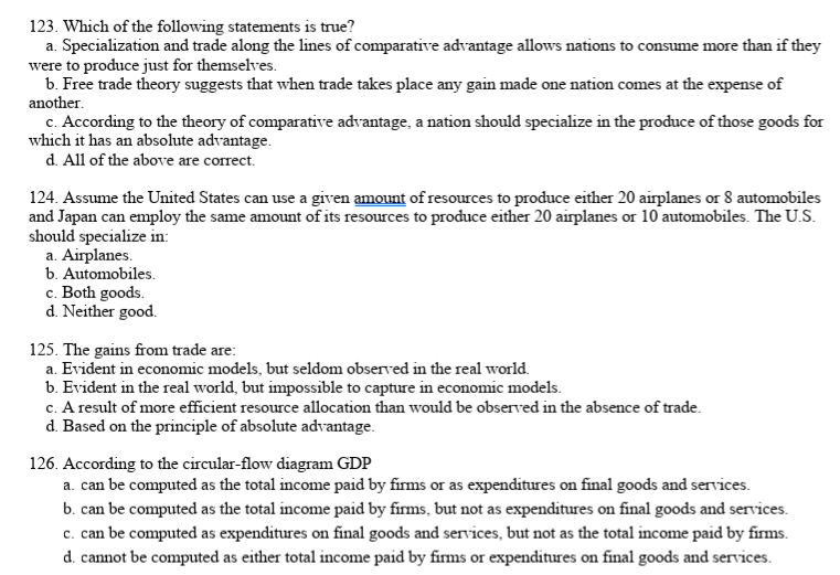 Solved 123. Which of the following statements is true? a. | Chegg.com
