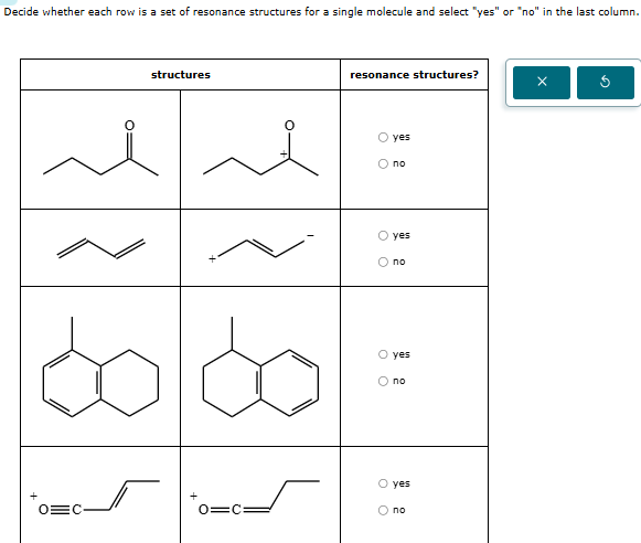 Solved Decide whether each row is a set of resonance | Chegg.com