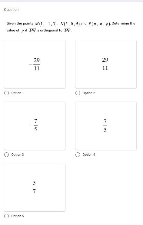 Solved Given the points M(1,−1,3),N(3,0,5) and P(p,p,p). | Chegg.com
