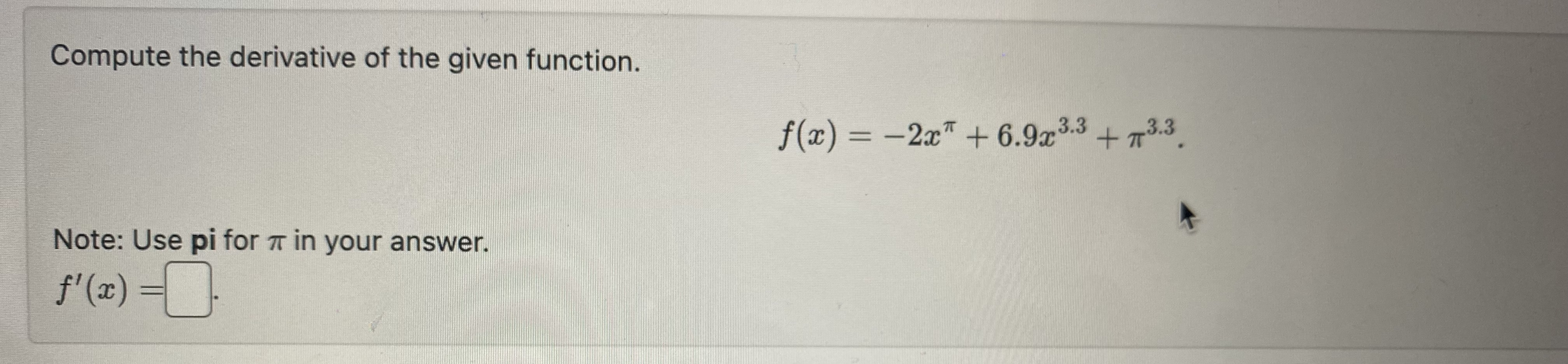 Solved Compute the derivative of the given function. | Chegg.com