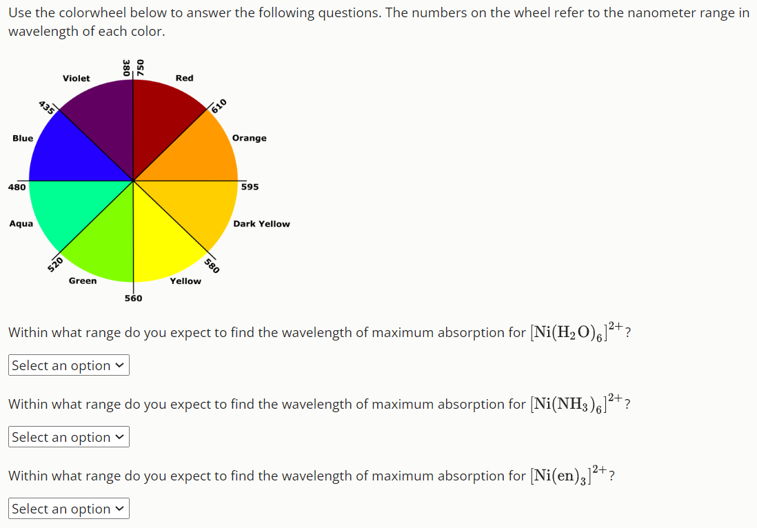 Solved Use the colorwheel below to answer the following | Chegg.com