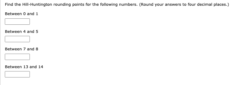 Solved Find the Hill-Huntington rounding points for the | Chegg.com