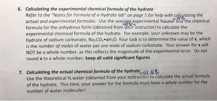 Solved Calculating the experimental chemical formula of the | Chegg.com